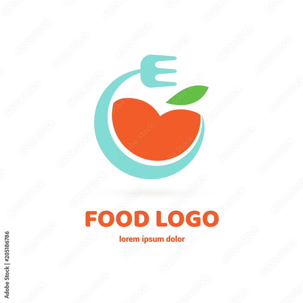 Modern minimalistic vector logo of food. Vector illustration. Food Logo ...