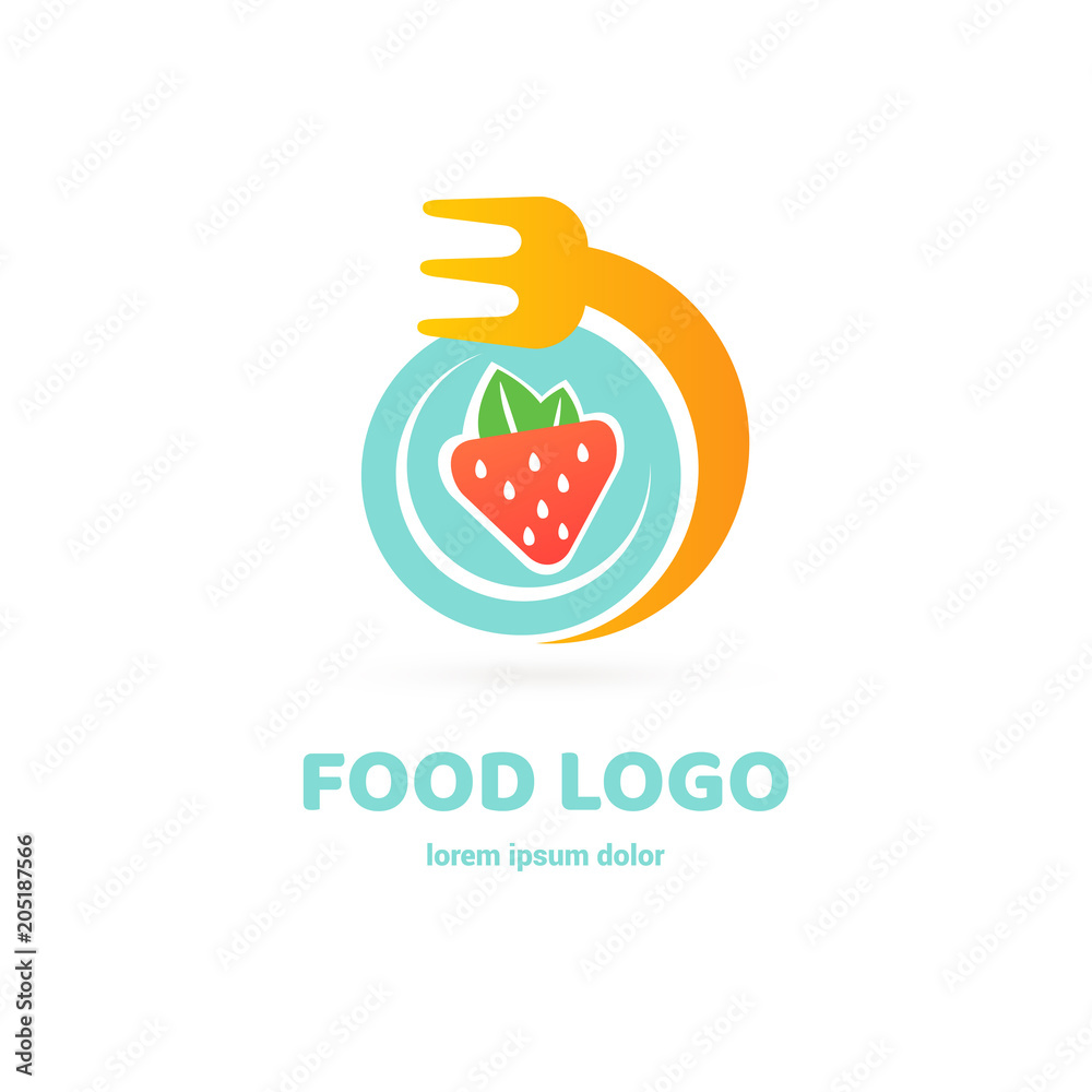 Modern minimalistic vector logo of food. Vector illustration. Food Logo ...