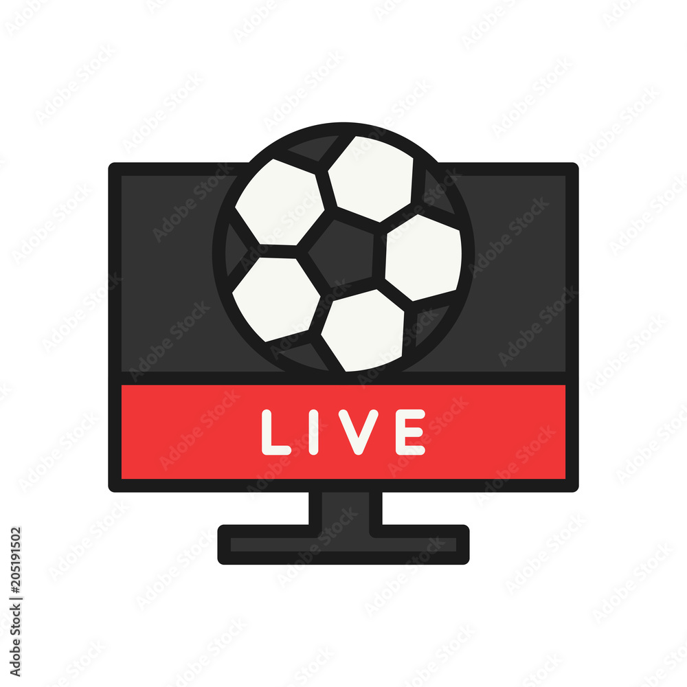 football match TV live stream icon. simple illustration outline style ...