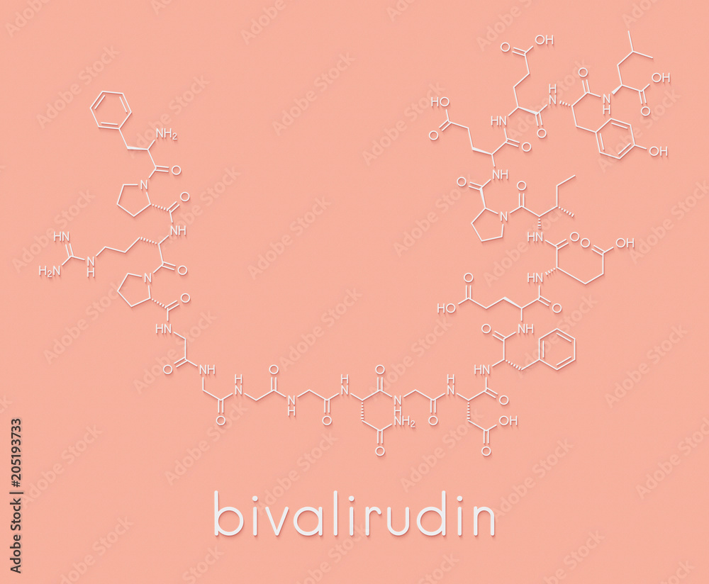 Bivalirudin anticoagulant drug molecule (direct thrombin inhibitor ...