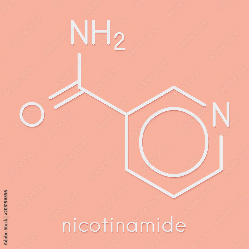 Nicotinamide drug and vitamin molecule. Skeletal formula. Stock ...