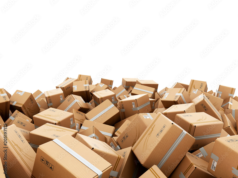modern delivery concept mountain from the boxes on a white background ...