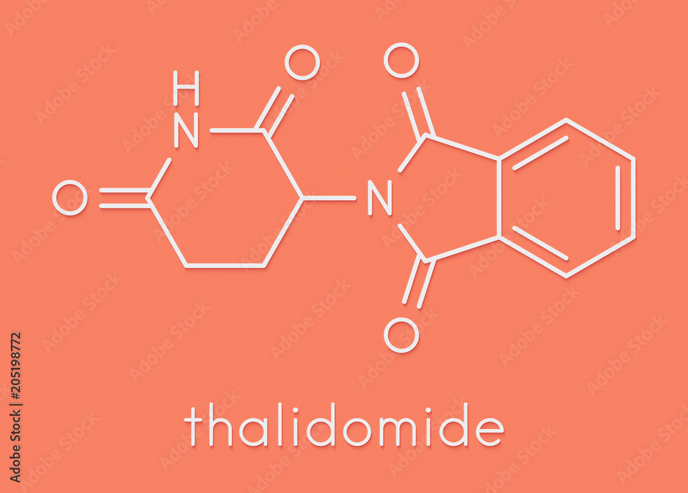 Thalidomide teratogenic drug molecule. Causes serious birth defects ...