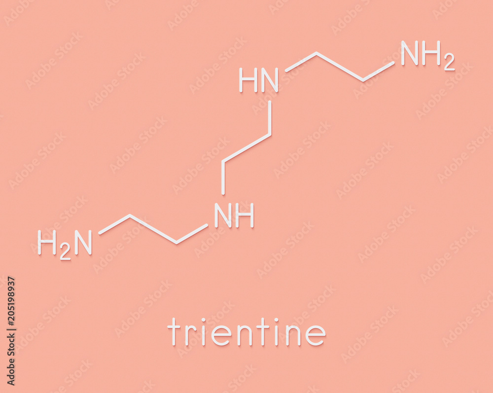 Triethylenetetramine (TETA, trientine) Wilson's disease drug molecule ...