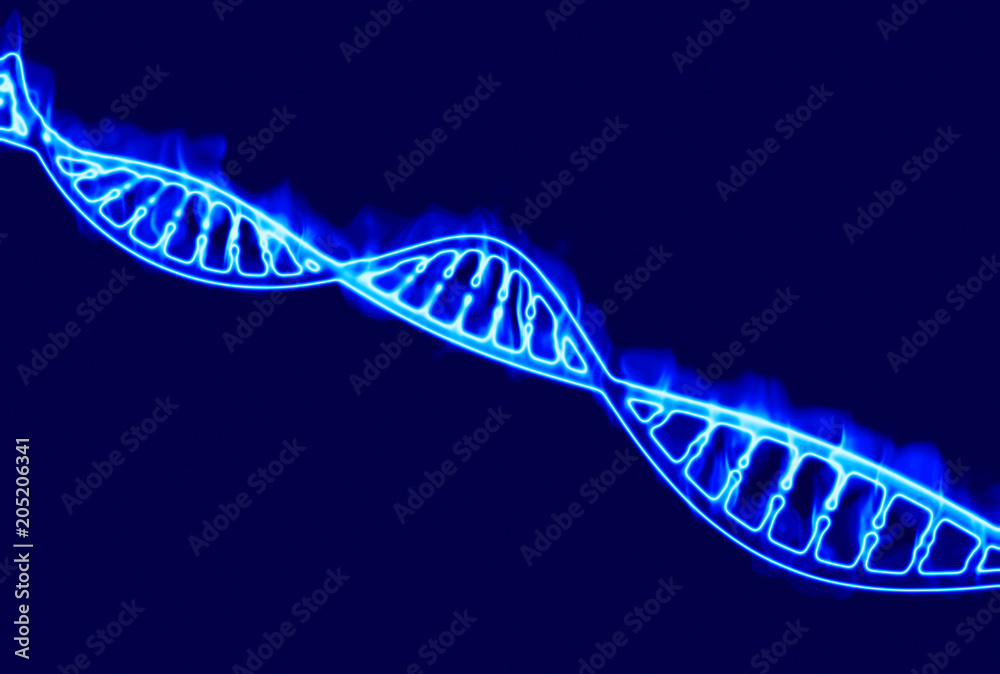 Dna, elica di Dna in fiamme, acido desossiribonucleico è un acido ...