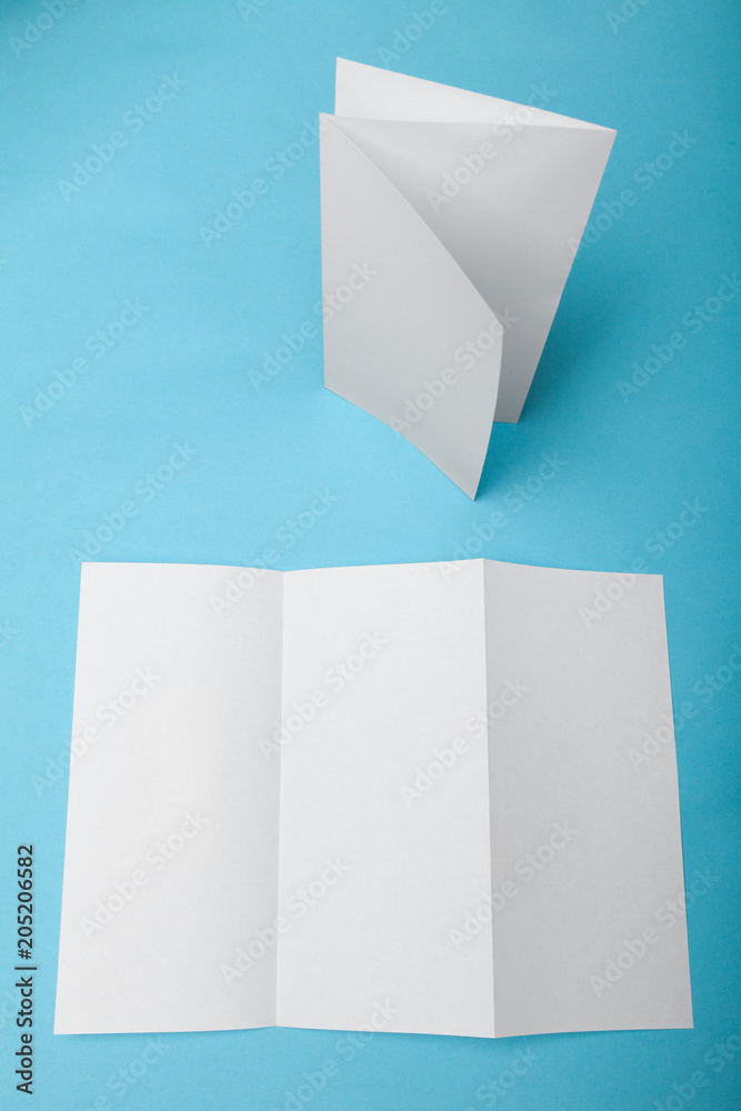 Z fold brochure mockup, white paper A4 mockup. Stock Photo | Adobe Stock