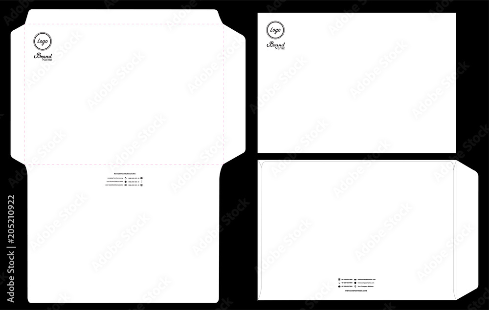 paper envelope dieline mockup template vector eps10 Stock Vector | Adobe Stock