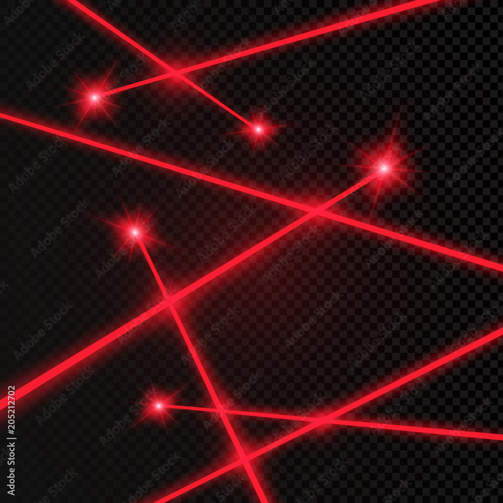 Abstract red laser beam. Transparent isolated on black background ...