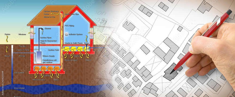 The danger of radon gas in our homes - concept illustration with hand ...