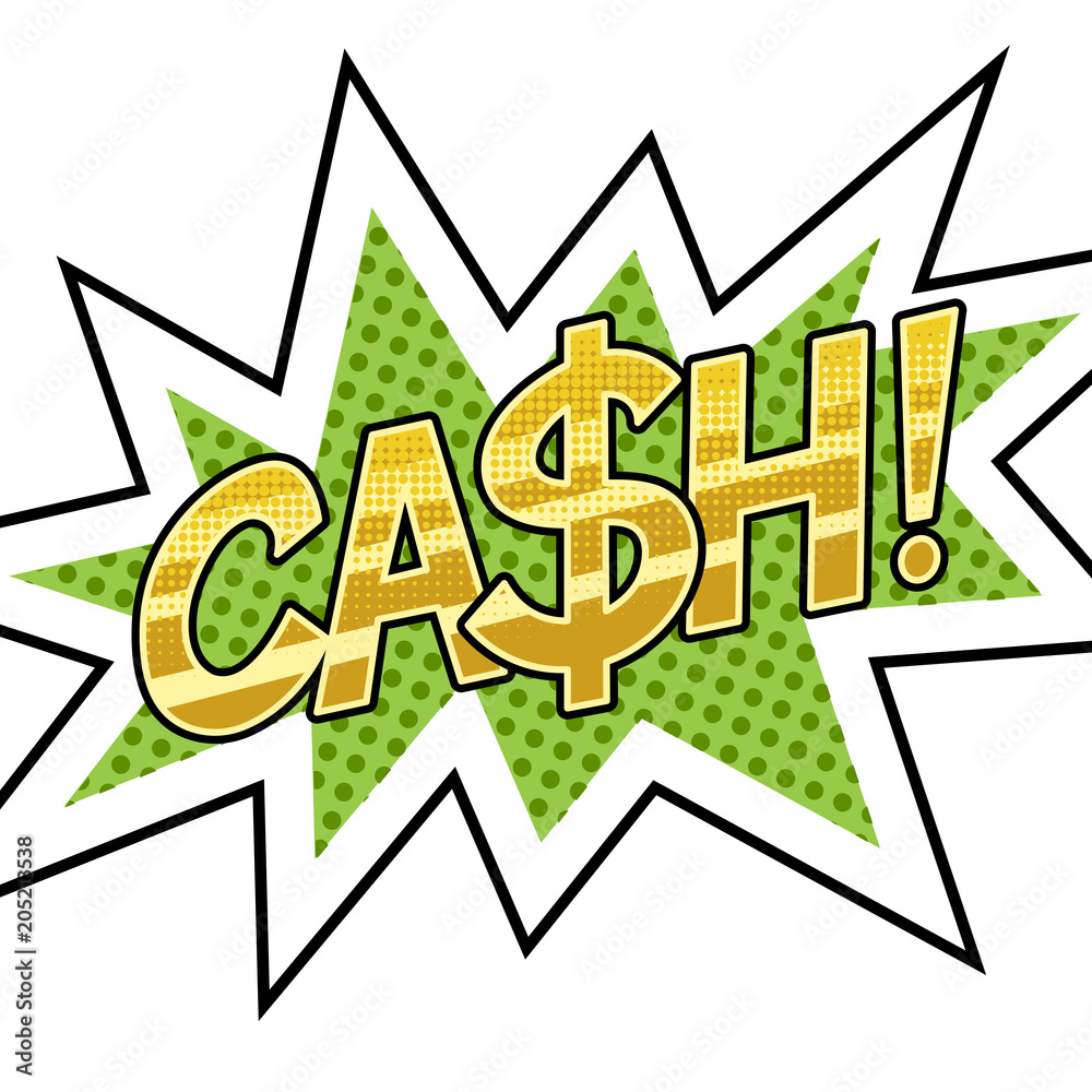Cash word comic book pop art vector illustration Stock Vector | Adobe Stock