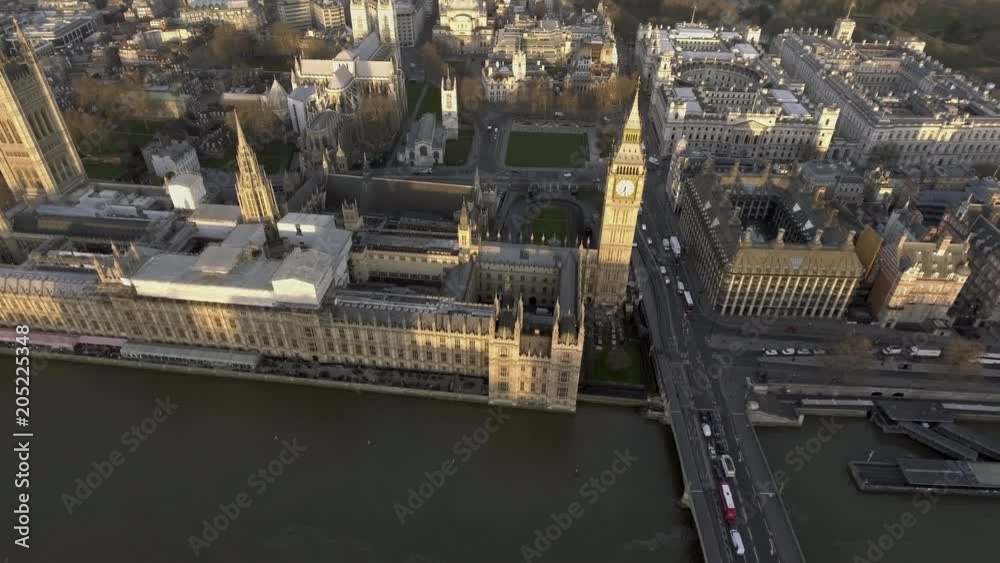 Video Stock 4K London Bird View of Houses of Parliament, Big Ben ...