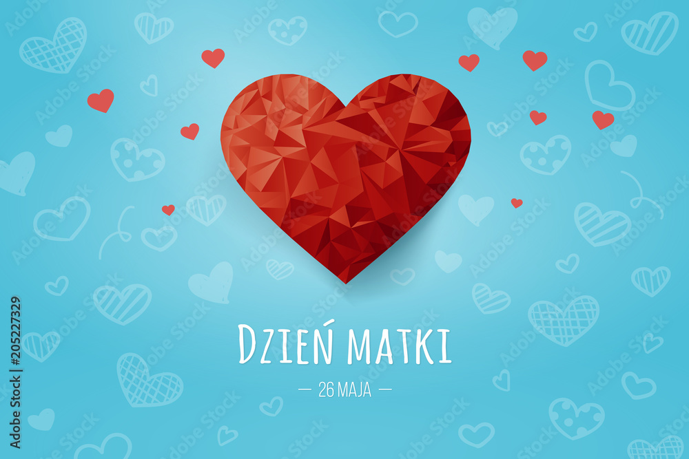 Dzień Matki 26 Maja - figury geometryczne w kształcie serca z napisem ...