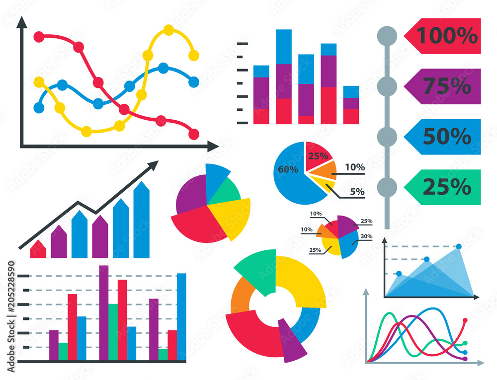 Diagram chart graph elements vector business infographic flow sheet ...