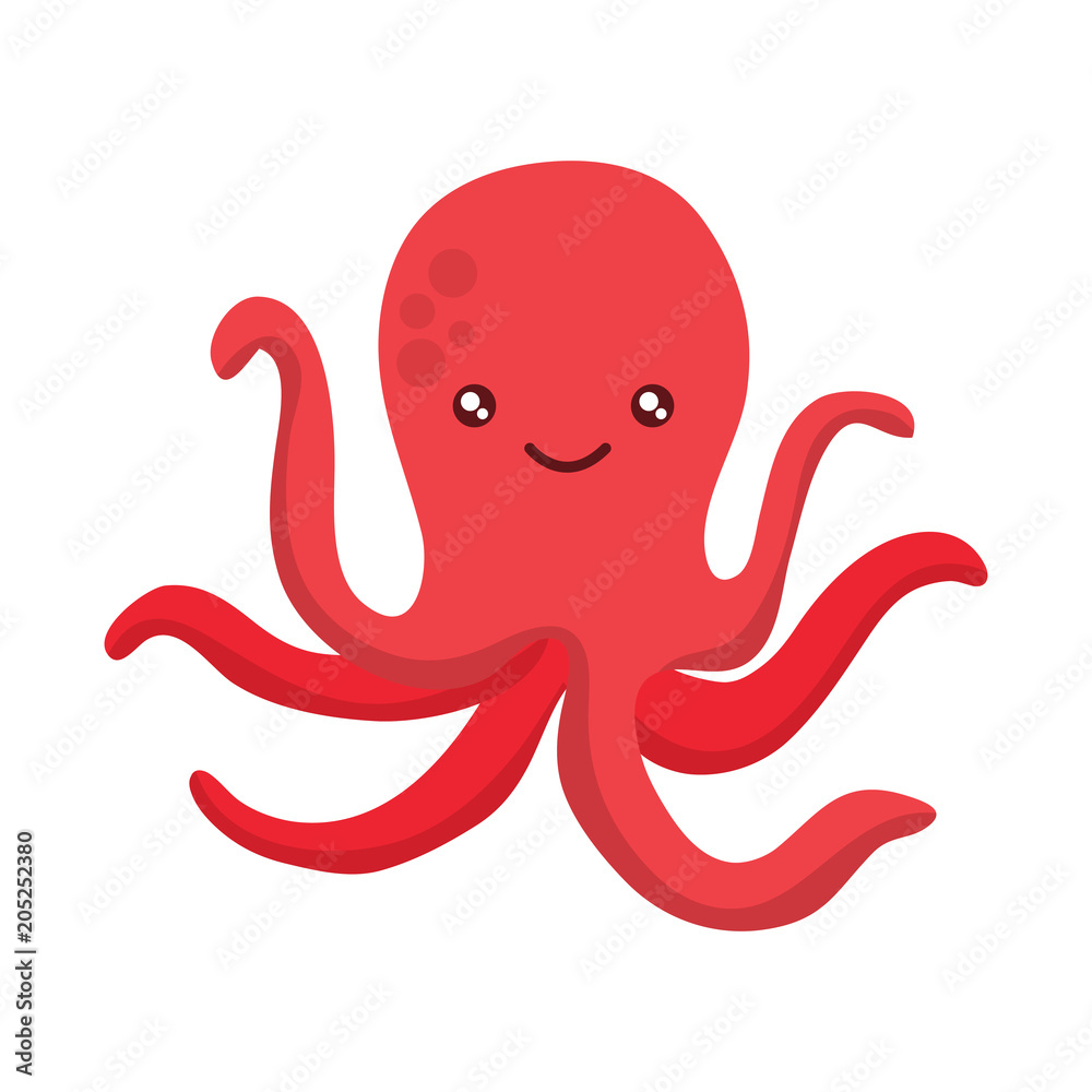 cute octopus icon over white background, colorful design. vector ...