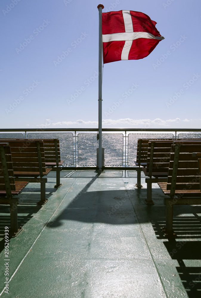 Seafaring / Flags / Denmark: The Danish national flag Dannebrog seen ...