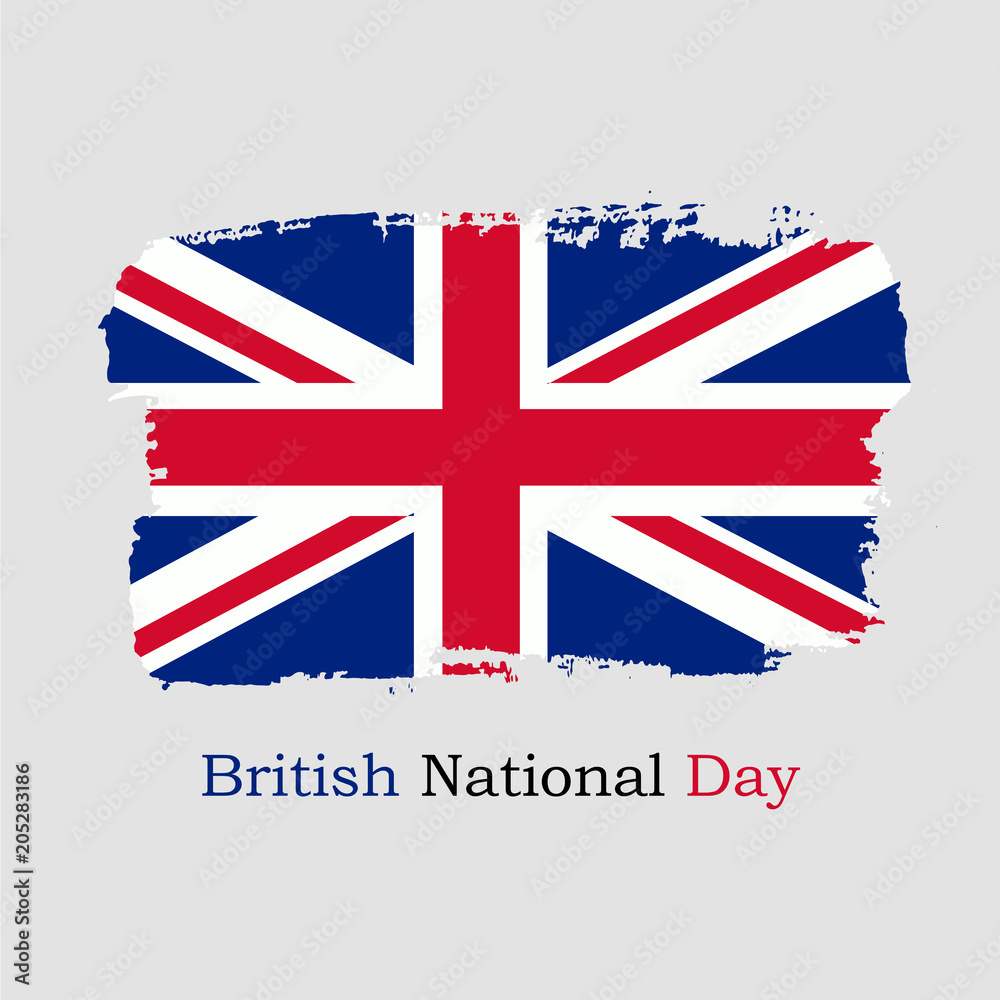 Vector Illustration. Hand draw UK flag. National United Kingdom banner ...