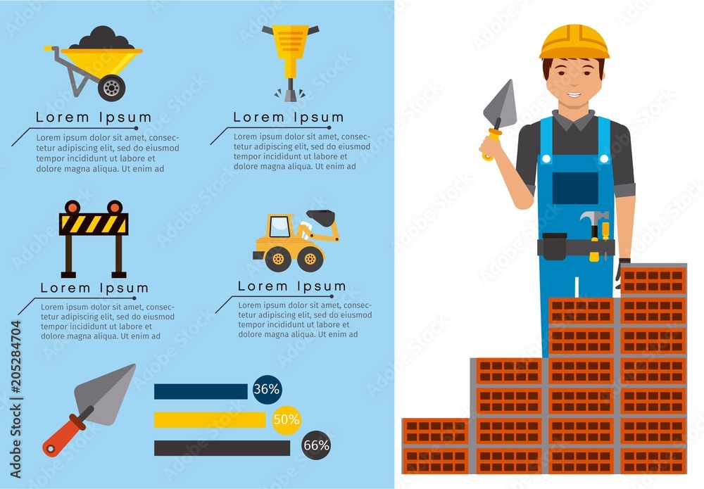 Illustrated Construction Infographic Stock Template | Adobe Stock