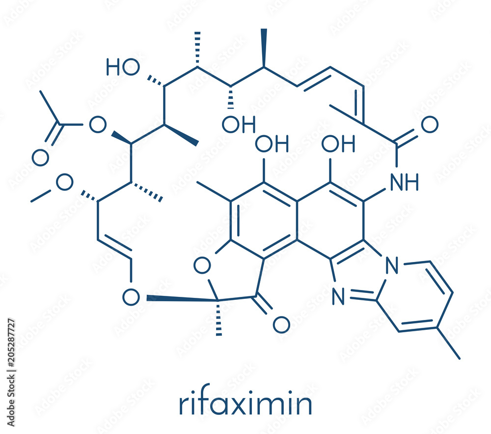 Rifaximin antibiotic drug molecule. Skeletal formula. Stock Vector ...