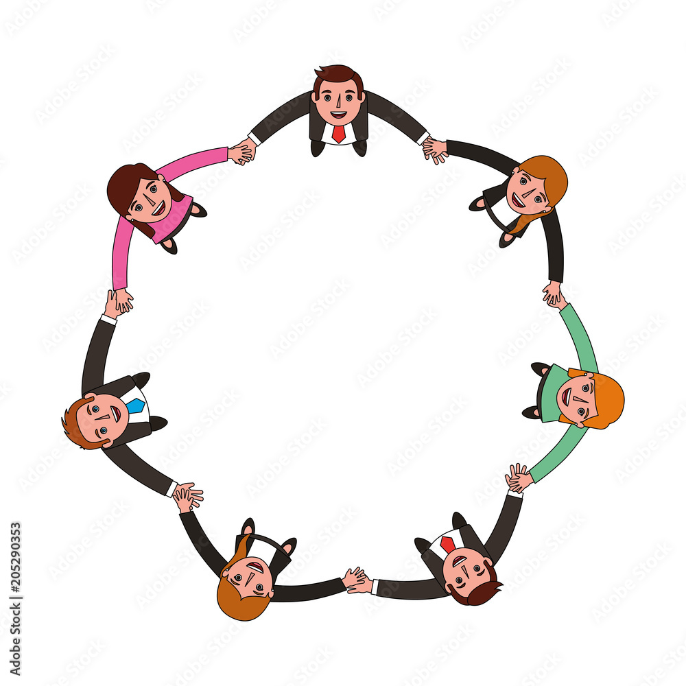 Group Holding Hands Vector