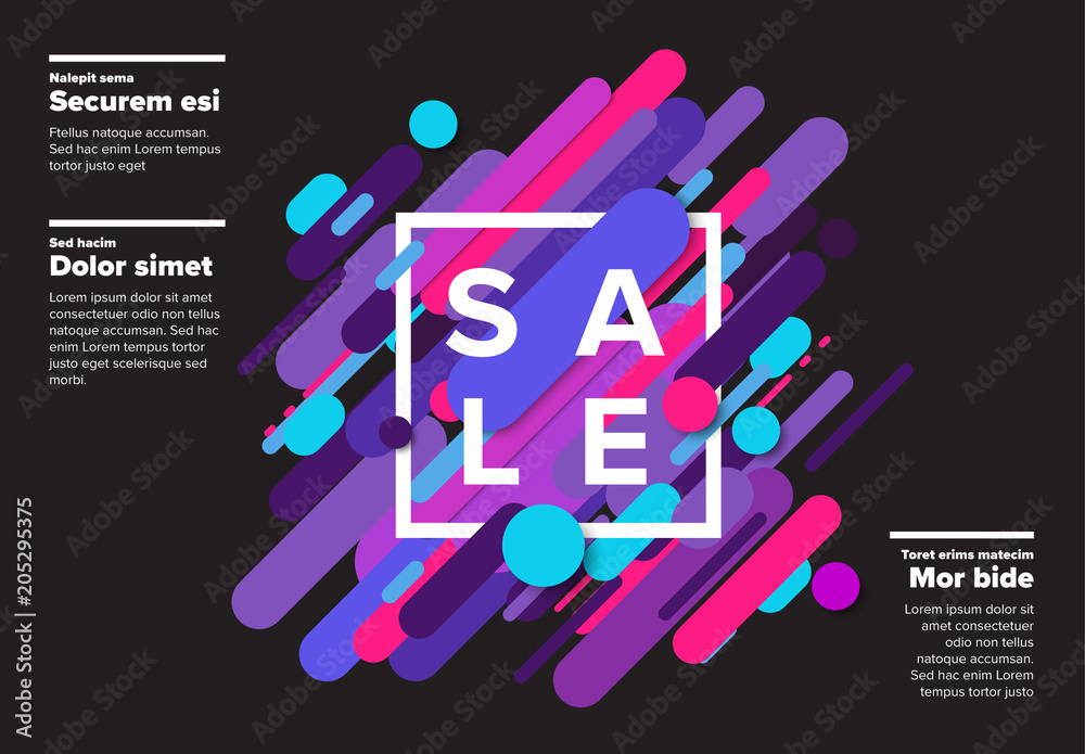 Sale Poster Layout with Brightly Colored Design Elements Stock Template ...