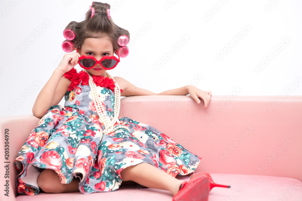 Young super model girl portrait. Pre teen girl dress up like a super ...