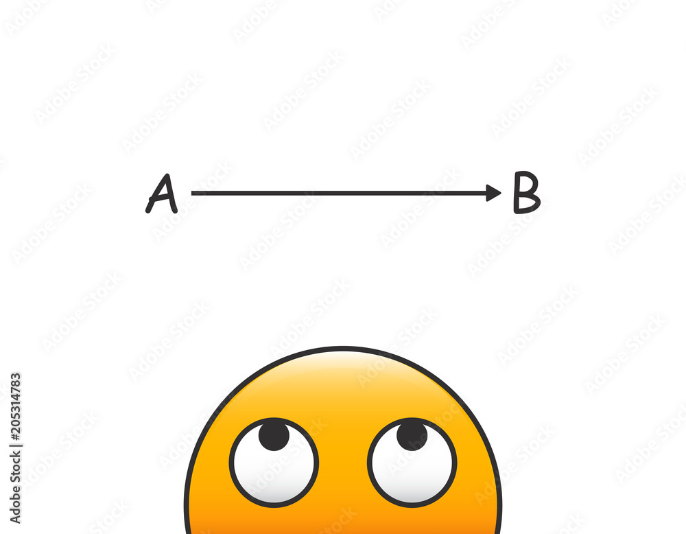 Vector emoticon head looking at problem solving process going from ...