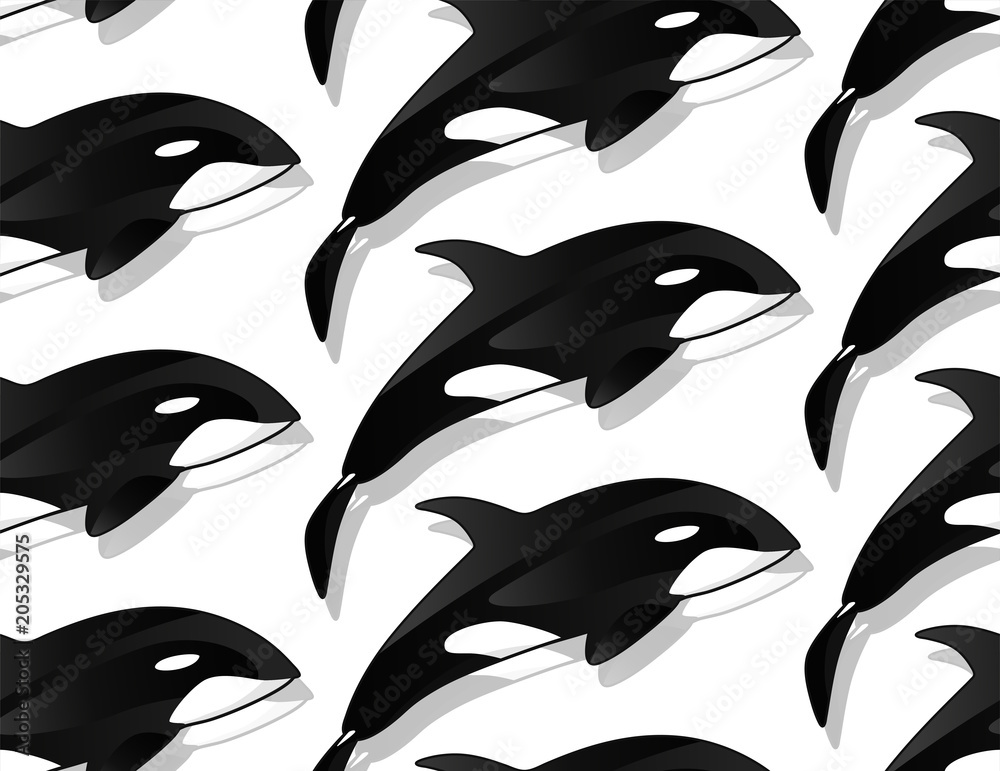 Seamless texture with Killer whales. Repeating background. Tile pattern ...