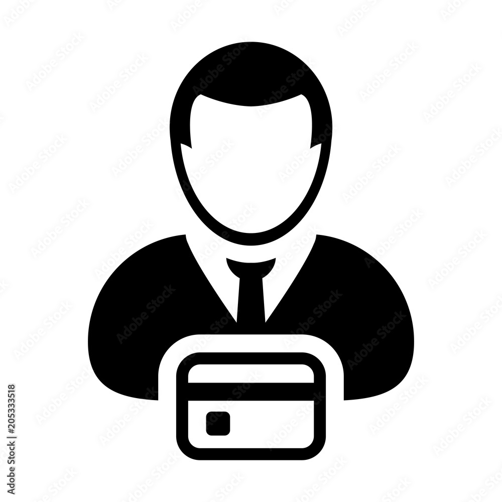 Bank icon vector male user person profile avatar symbol with credit ...