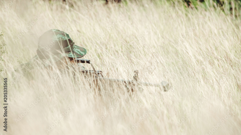 Soldier Hiding Behind A Tree