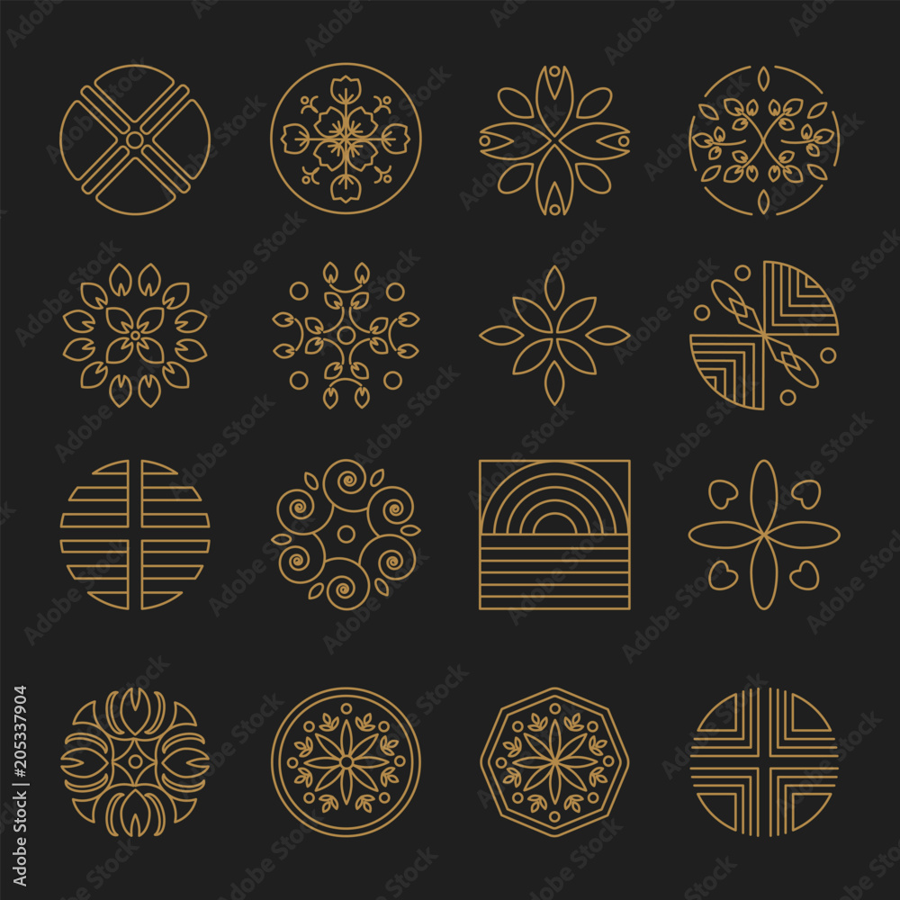 Nature monogram logo, Minimal geometric badges for spa hotel and luxury ...