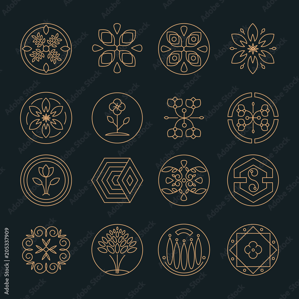 Nature monogram logo, Minimal geometric badges for spa hotel and luxury ...