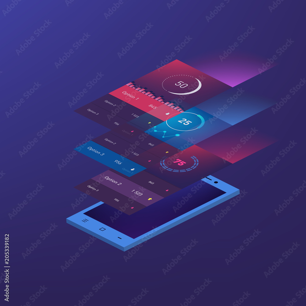 Flat design responsive Management and Administration Dashbord UI mobile ...