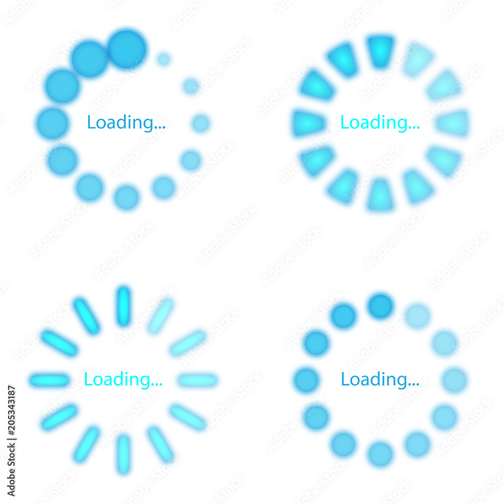 Four blue download progress status with white background for vector ...