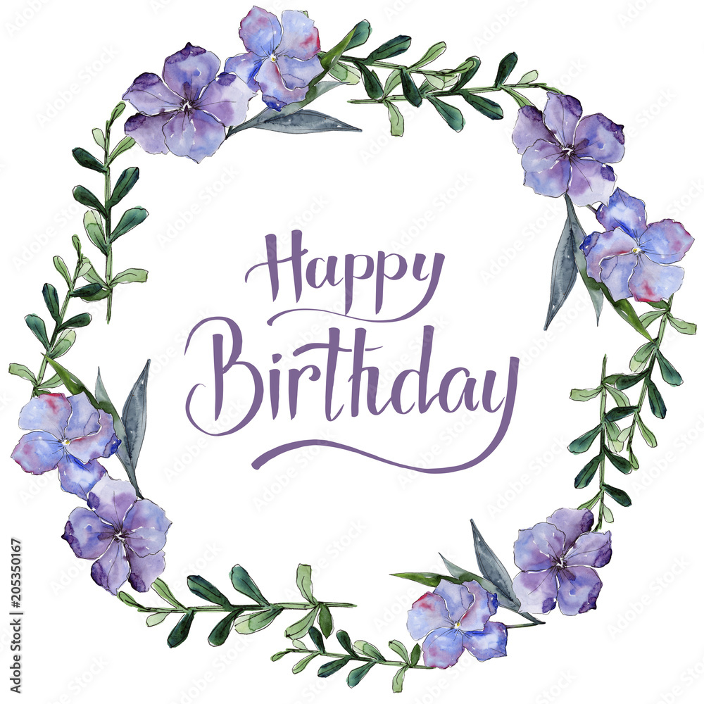 Colorful flax. Floral botanical flower. Frame border ornament square ...