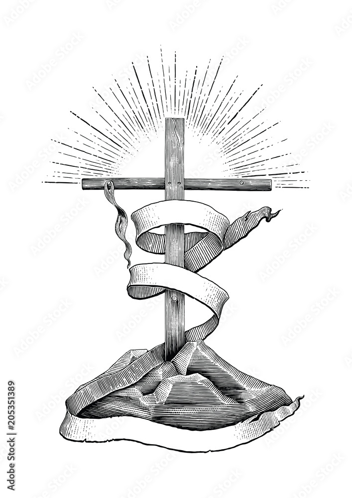 Cross With Banner Around It