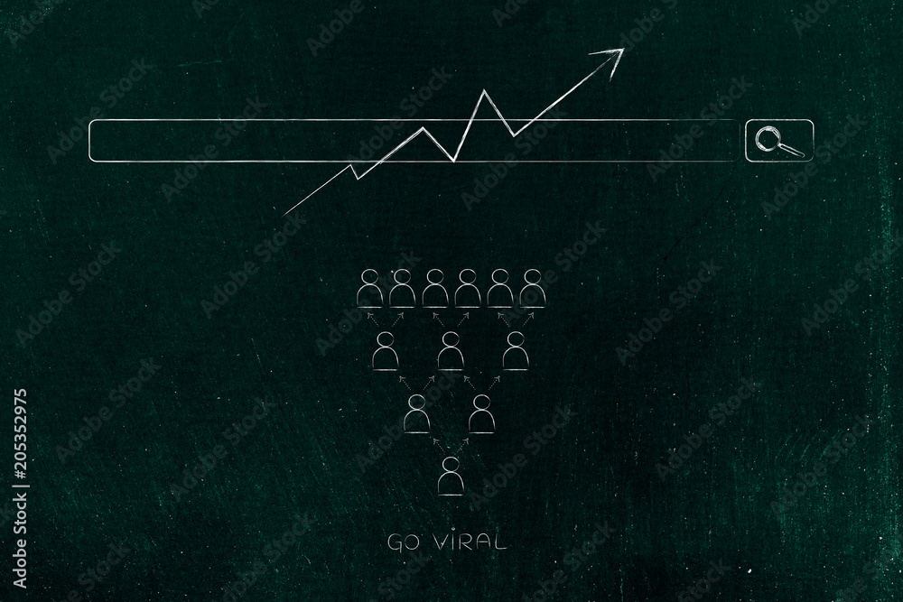 search engine bar with stats going up and Go Viral icon Stock ...