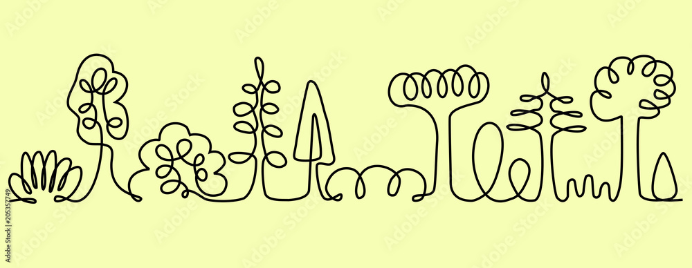 Abstract tree banner one line drawing Stock Vector | Adobe Stock