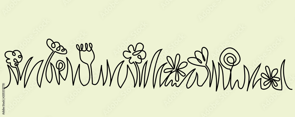 Abstract meadow one line drawing Stock Vector | Adobe Stock