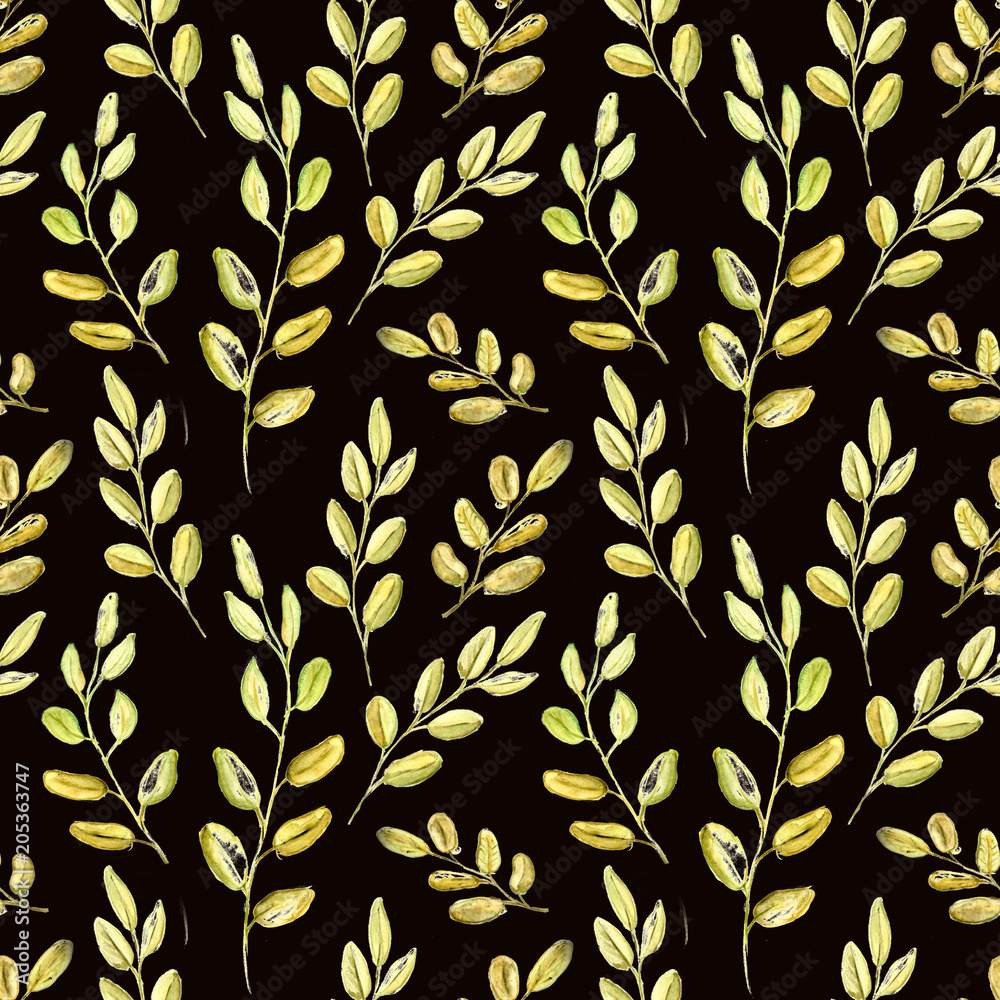 Seamless Realistic Watercolor Greenery Pattern. Hand Drawn Eucalyptus ...