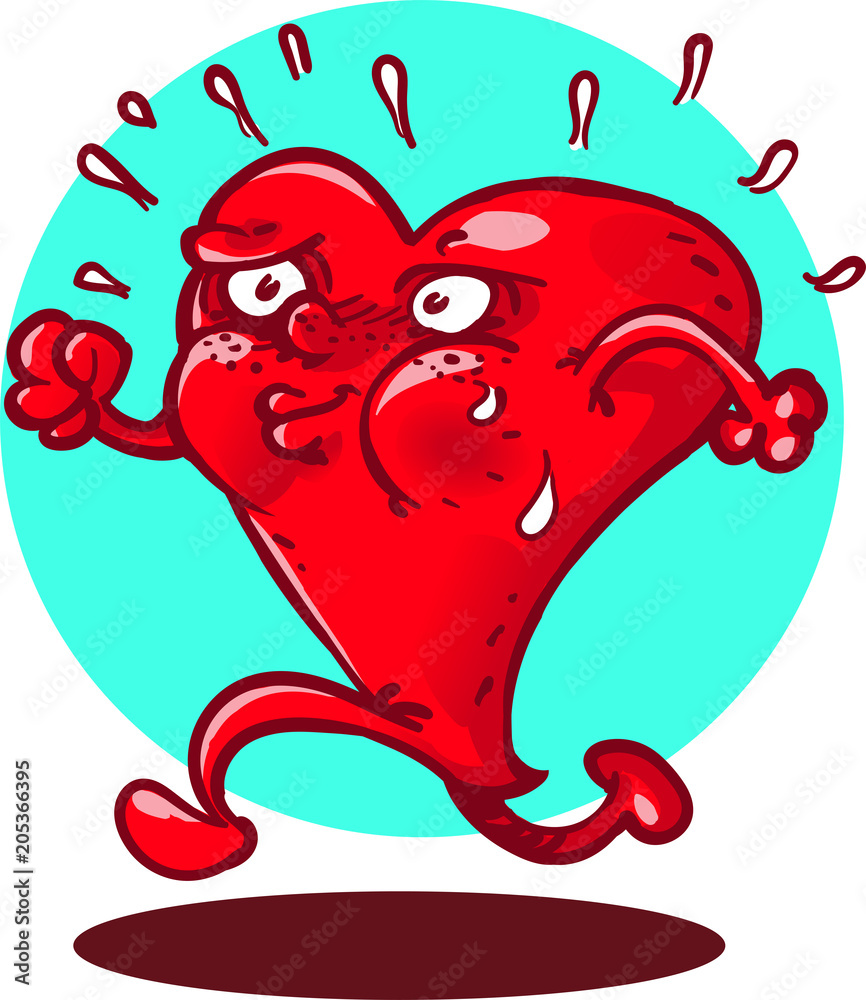 Healthy Heart Cartoon Running