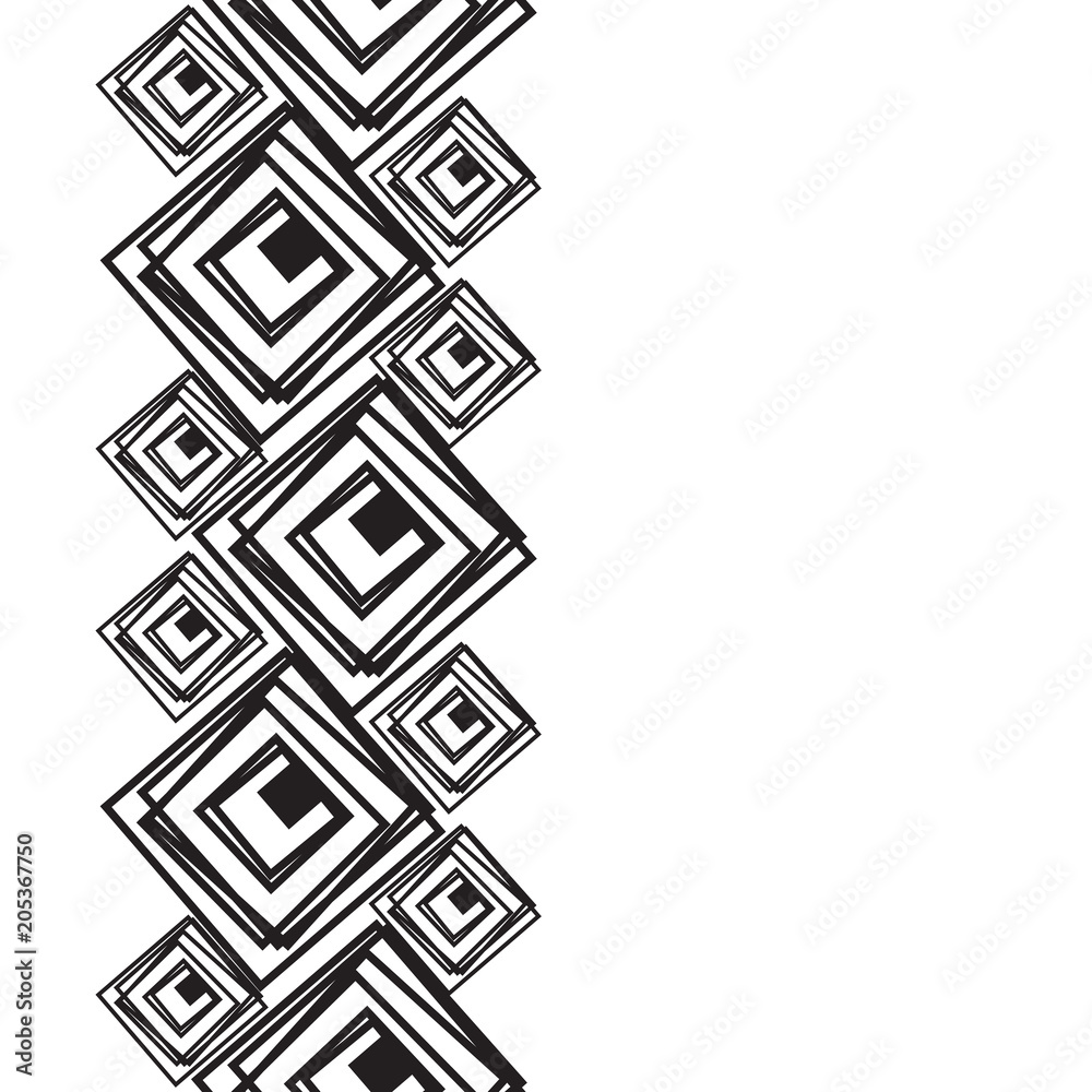 Monochrome frame abstractionism style. Seamless border for design ...