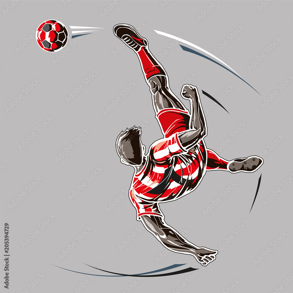 Soccer player overhead kick. Stock Vector | Adobe Stock