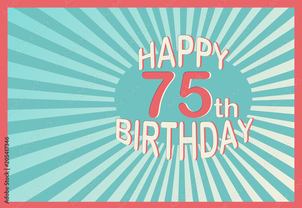 Happy 75th Birthday in cartoon style Stock Illustration | Adobe Stock