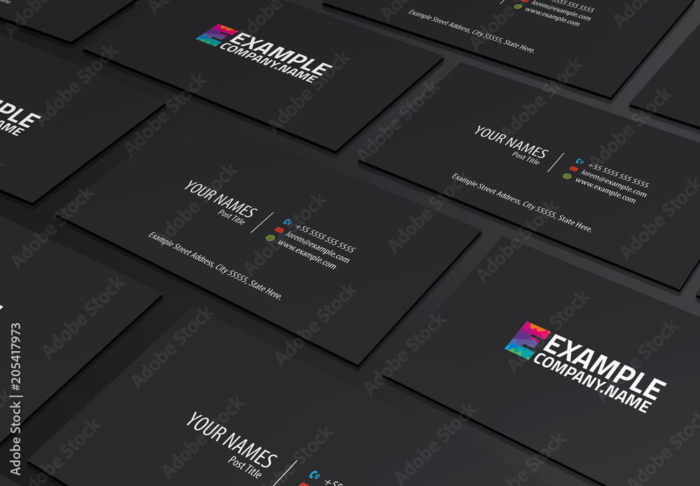 Grayscale Business Card Layout with Colorful Monogram Stock Template ...