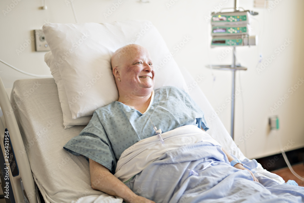 Cancer Patient In Hospital Bed
