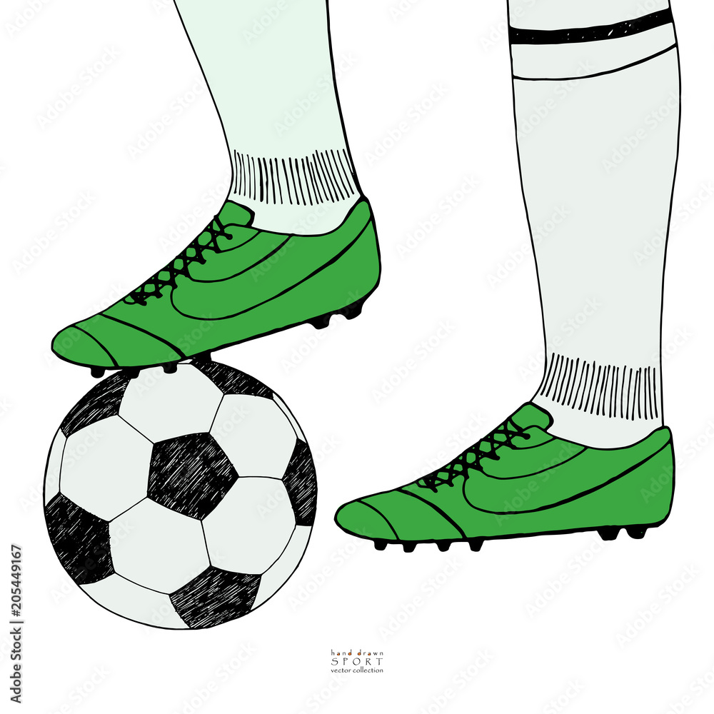 Foot Kicking Soccer Ball Drawing
