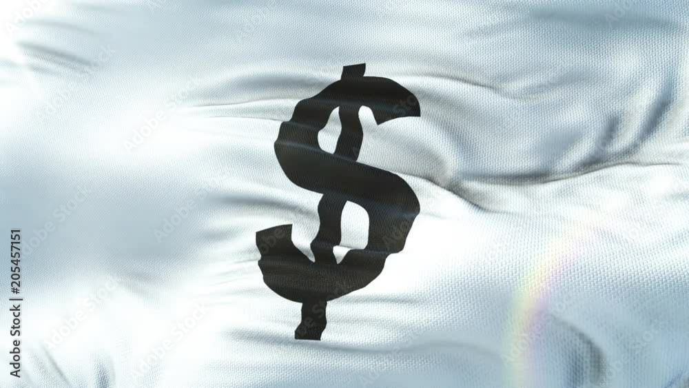 DOLLAR SIGN flag waving on sun. Seamless loop with highly detailed ...