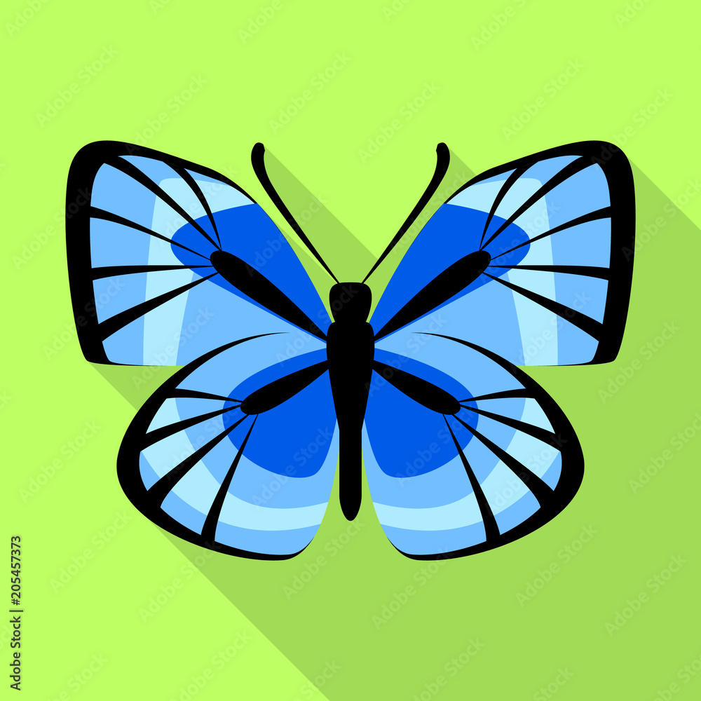 Blue butterfly icon. Flat illustration of blue butterfly vector icon ...