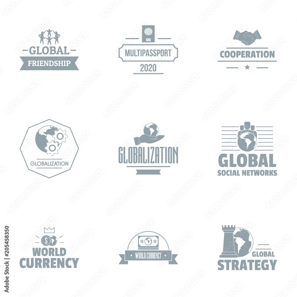Globalization logo set. Simple set of 9 globalization vector logo for ...