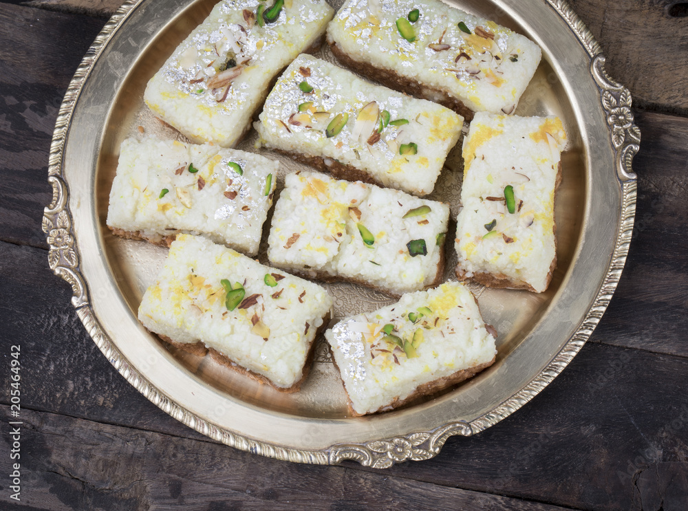 Indian Diwali Sweet Food Kalakand Also Know as Halwa or Mawa Kalakand ...